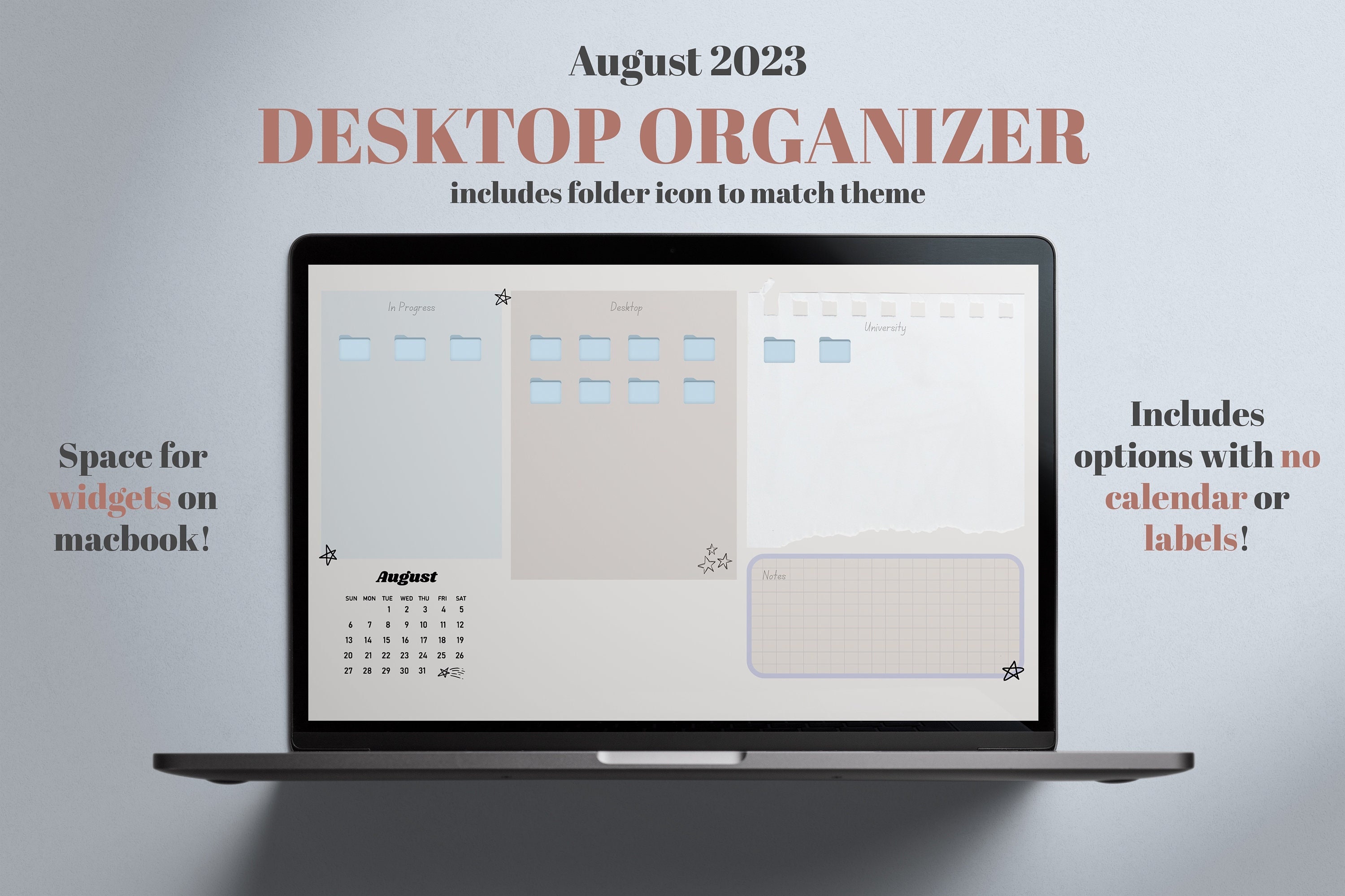 Desktop Organizer Wallpaper + Folder Icon | Minimalist, Notebook ...