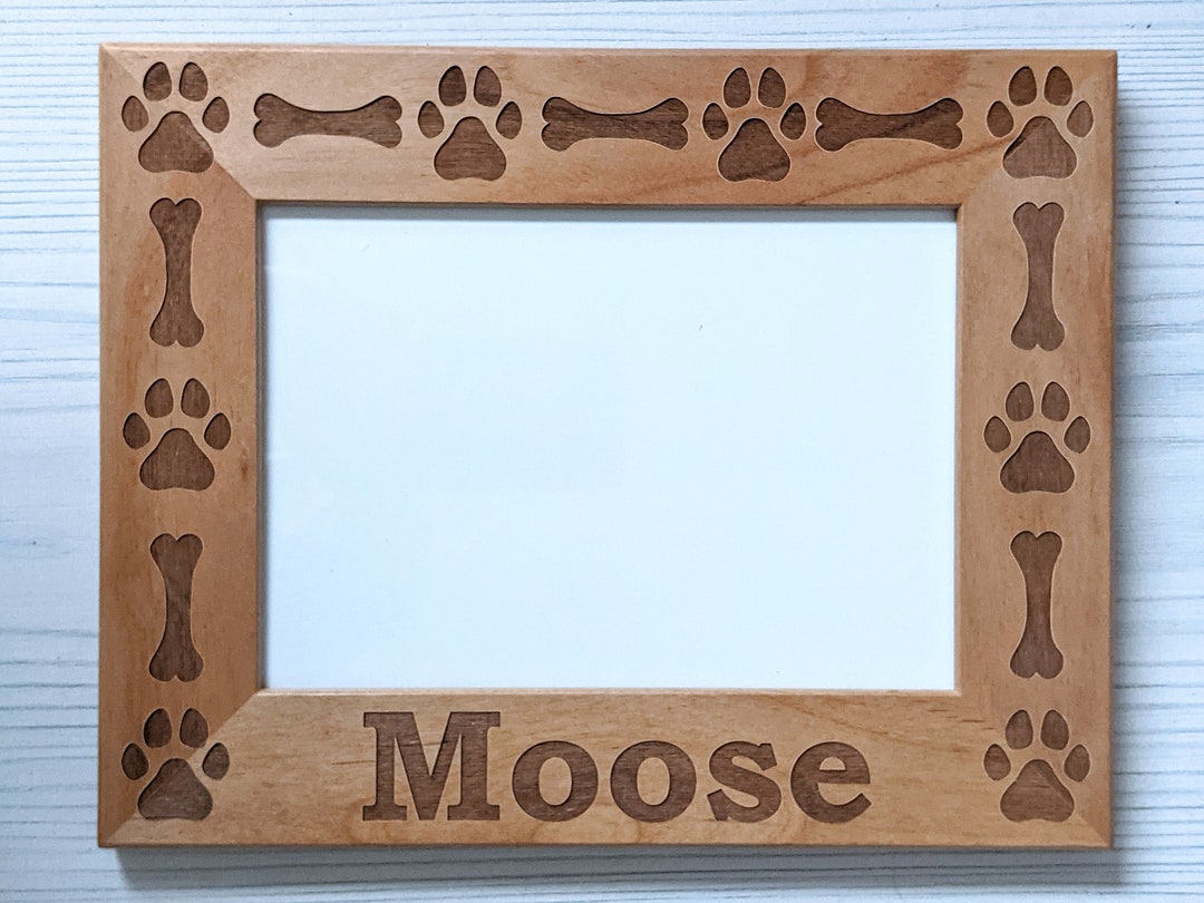 Custom Dog Picture Frame, Dog Bones, Paw Prints, Personalized Dog Name ...