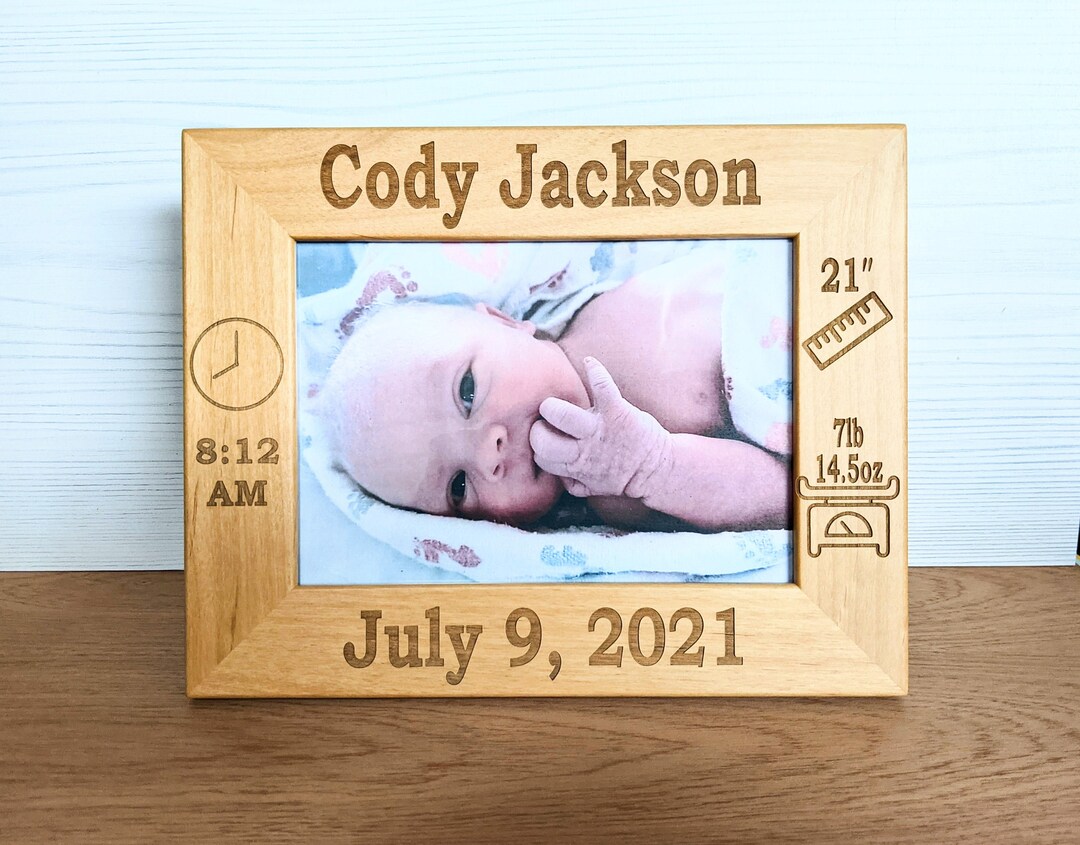 Baby Birth Stats Picture Frame. Laser Engraved, 4x6, Red Alder Wood - Etsy