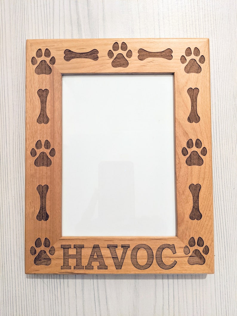 Custom Dog Picture Frame, Dog Bones, Paw Prints, Personalized Dog Name ...