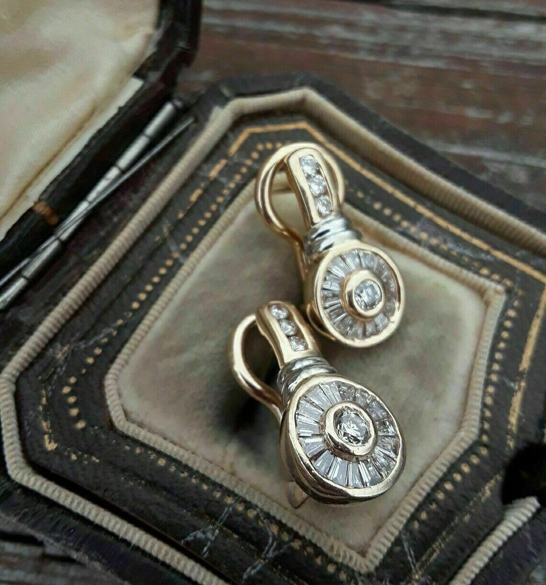 Engagement Earring's 14K Two Tone Gold Over 3.00ct Round - Etsy