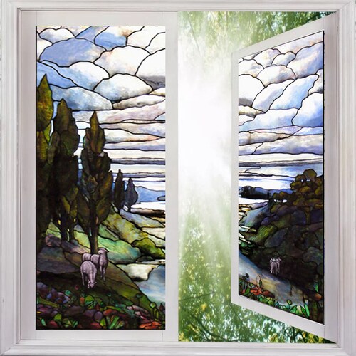 Door Wall Sticker modern Stained Glass Window/ Self-adhesive - Etsy