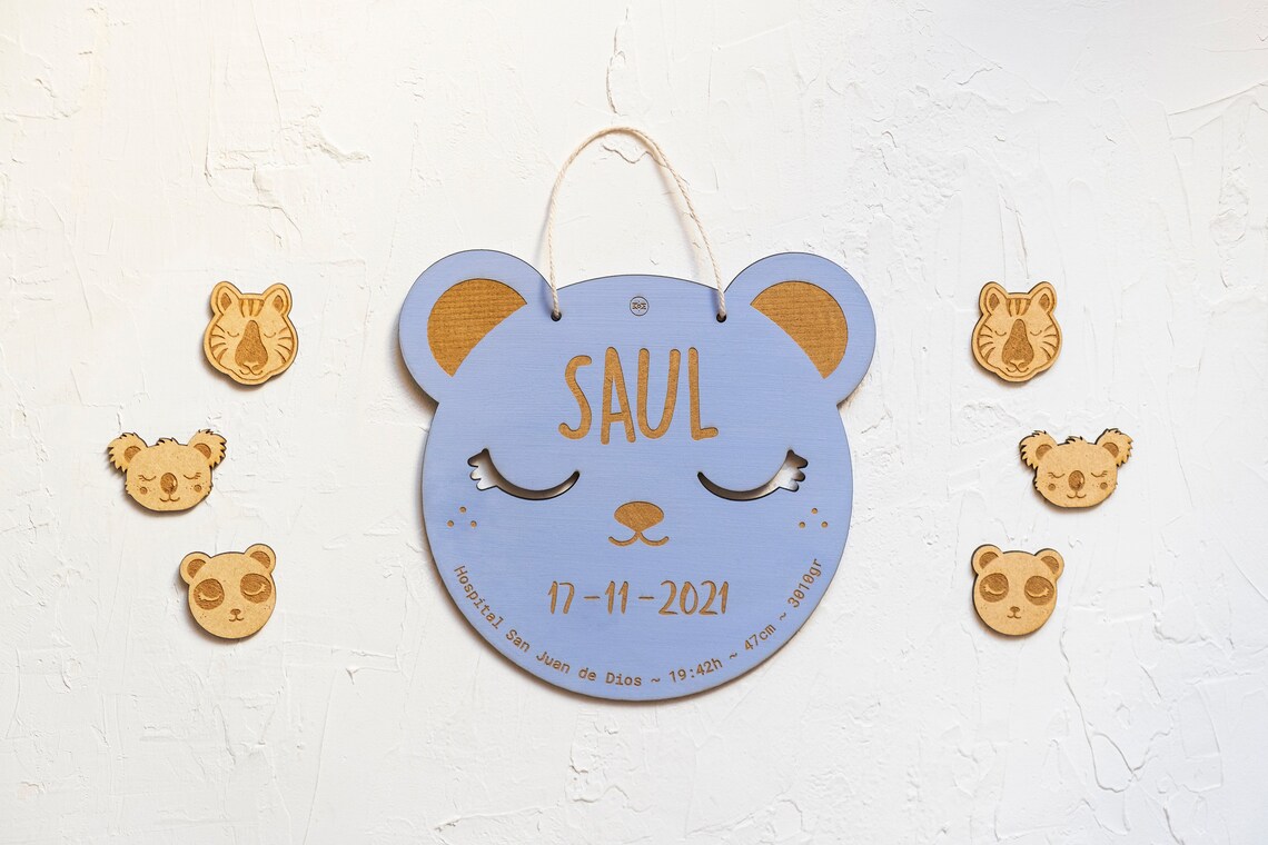 Baby Bear Birth Sign. Wooden Baby Birth Stats Sign. Baby Announcement ...