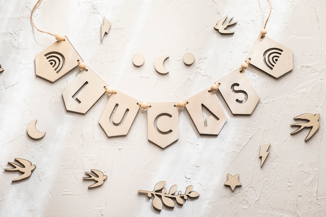 Personalized Wooden Name Garland. Letter Pennants, Baby Room Decoration ...