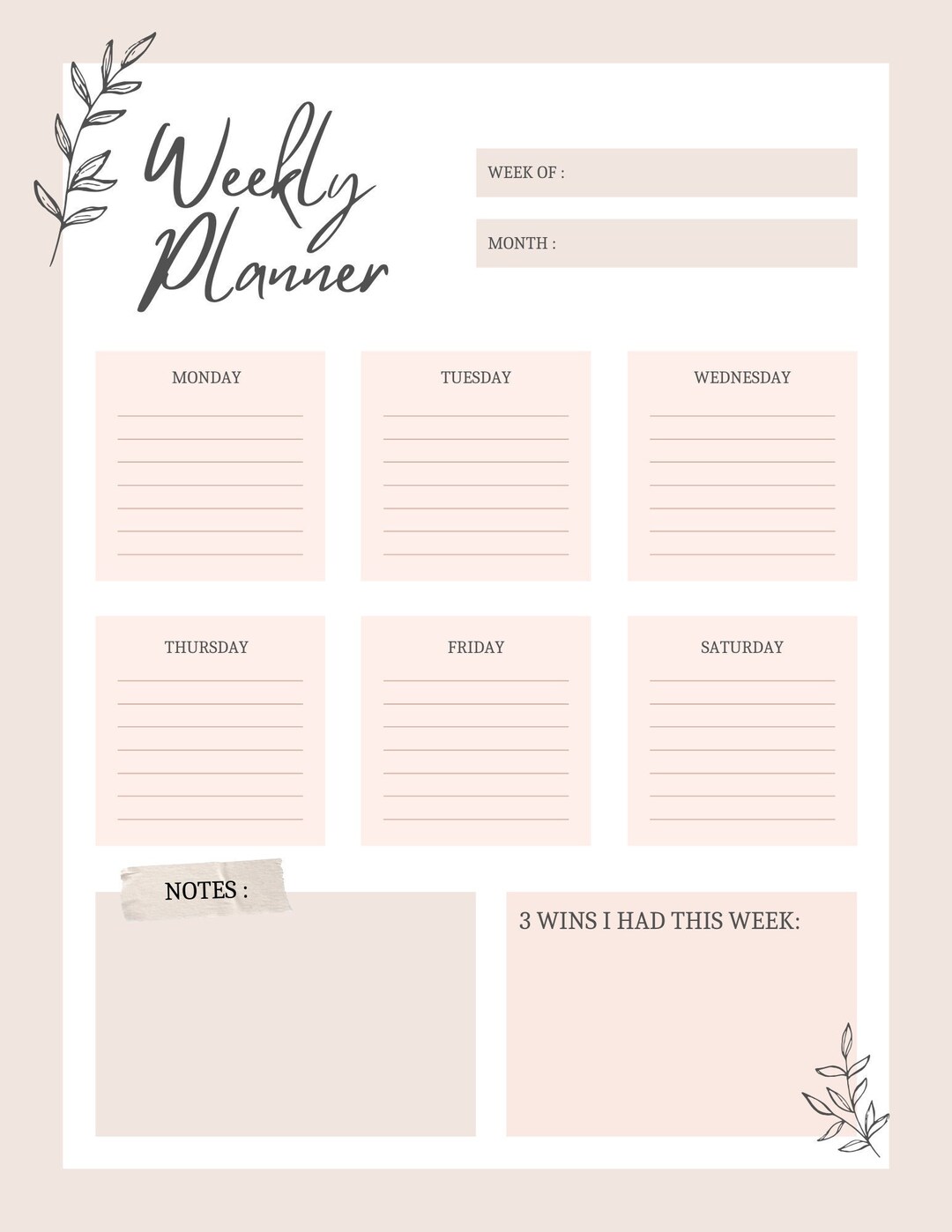 Weekly Planner, Digital Planner, Printable Weekly Planner, Weekly To-do ...