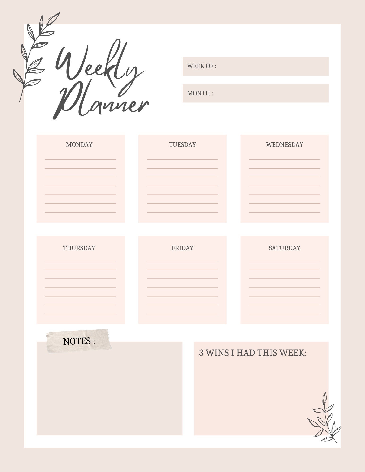 Weekly Planner, Digital Planner, Printable Weekly Planner, Weekly To-do ...