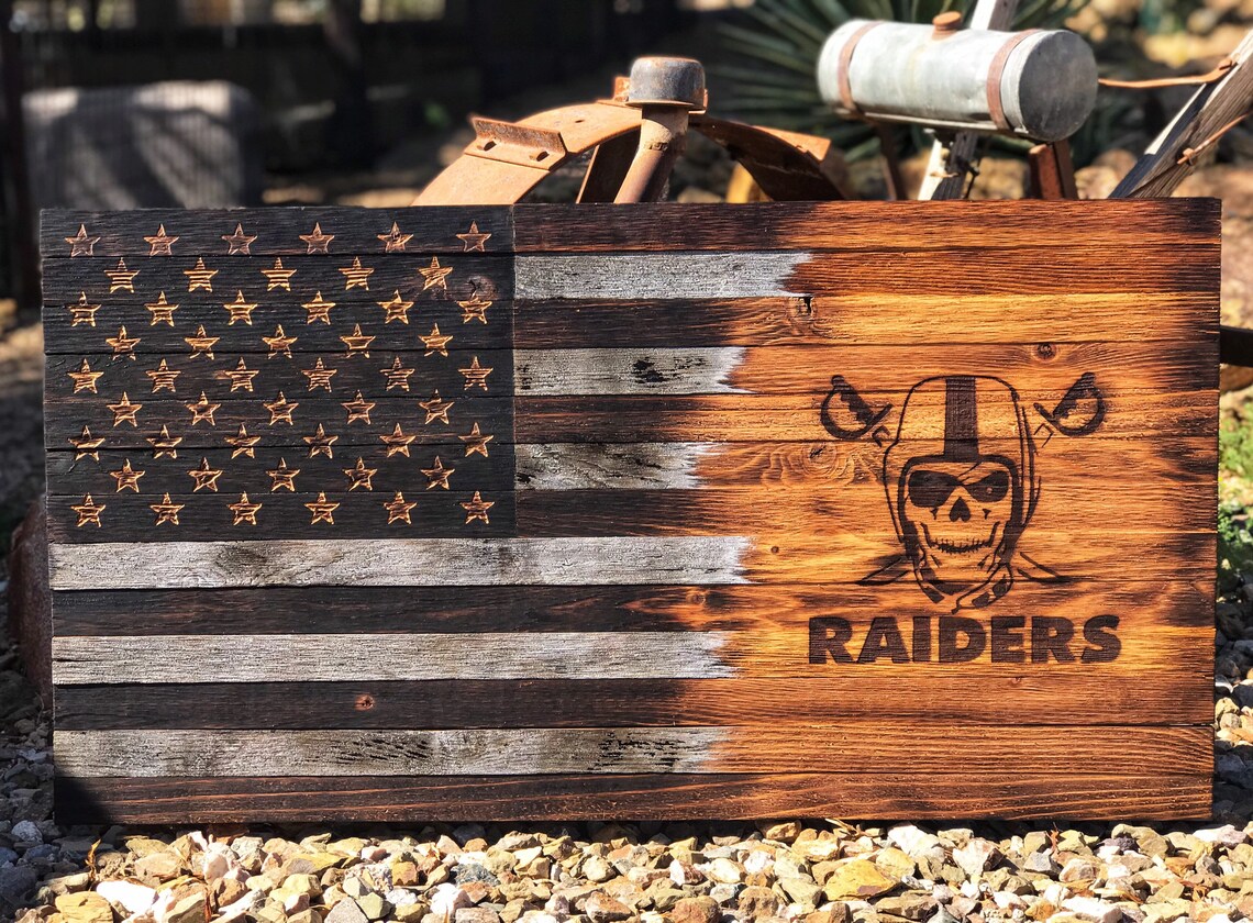 Las Vegas Raiders Football Team Wooden Flag, Man Cave Decor, American ...