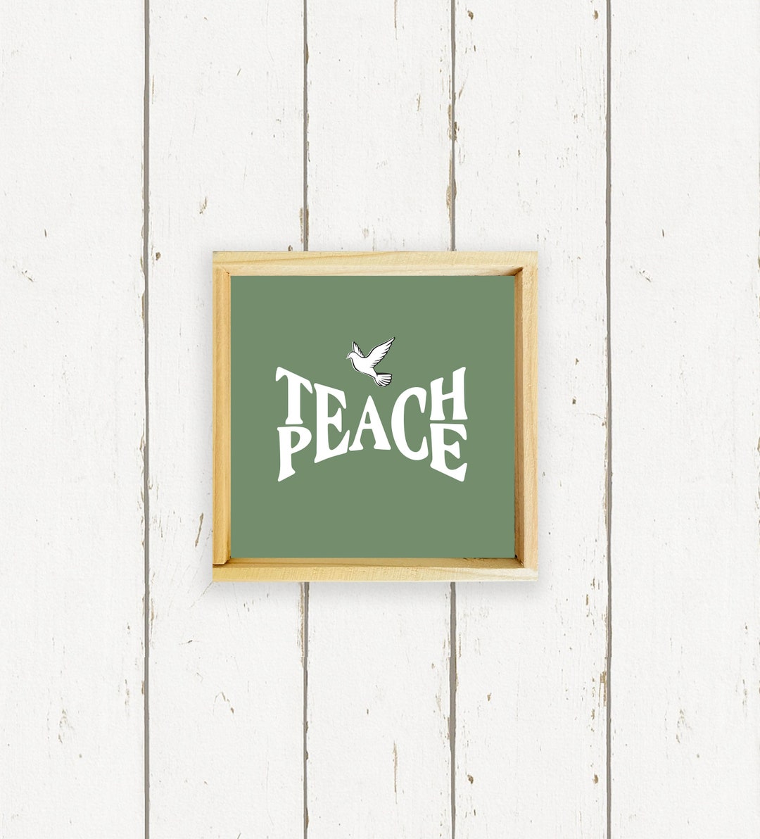 Teach Peace Hand Painted Wooden Sign - Home Decor - Etsy