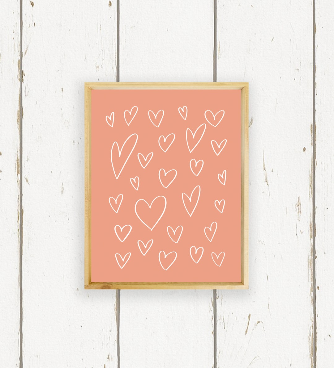 Hand Painted All Over Heart Print Wooden Home Decor Sign - Etsy