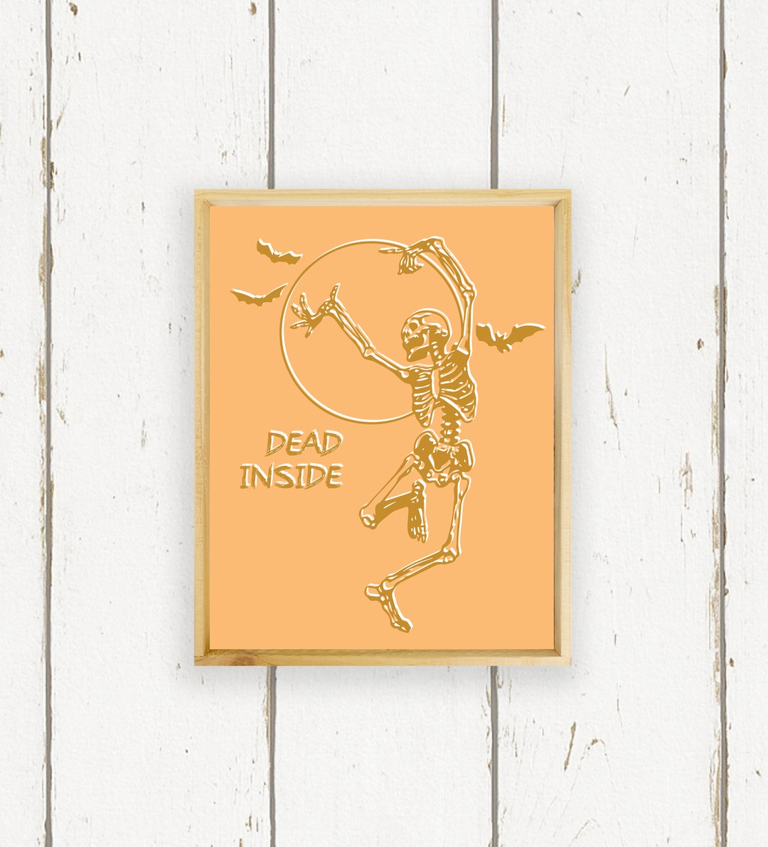 Dead Inside Dancing Skeleton - Signe en bois fait à la main - Boho ...