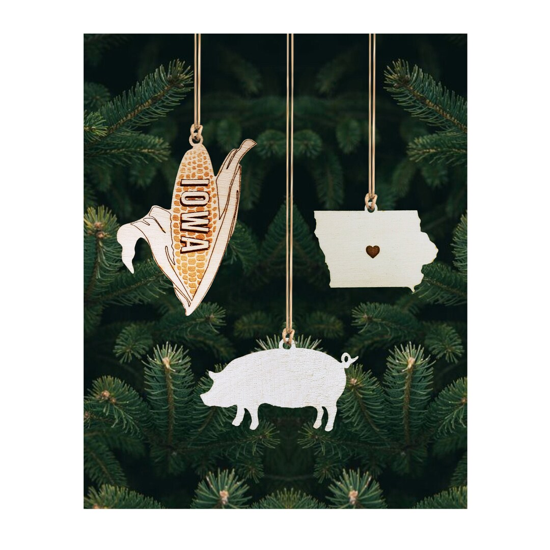 Iowa Ornament Set - Holiday Gift - Etsy