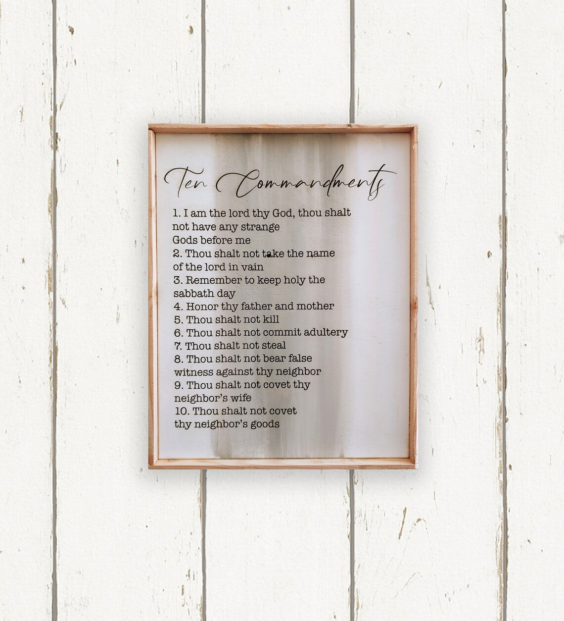 The Ten Commandments Hand Painted Wood Sign Religious Art | Etsy