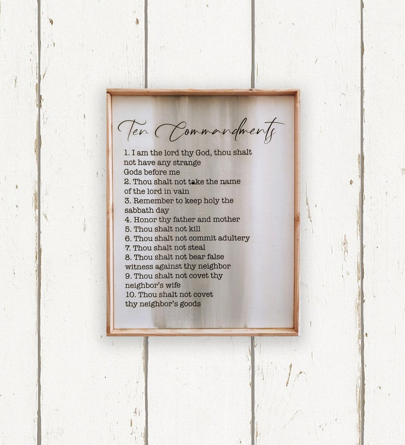 The Ten Commandments Hand Painted Wood Sign Religious Art | Etsy