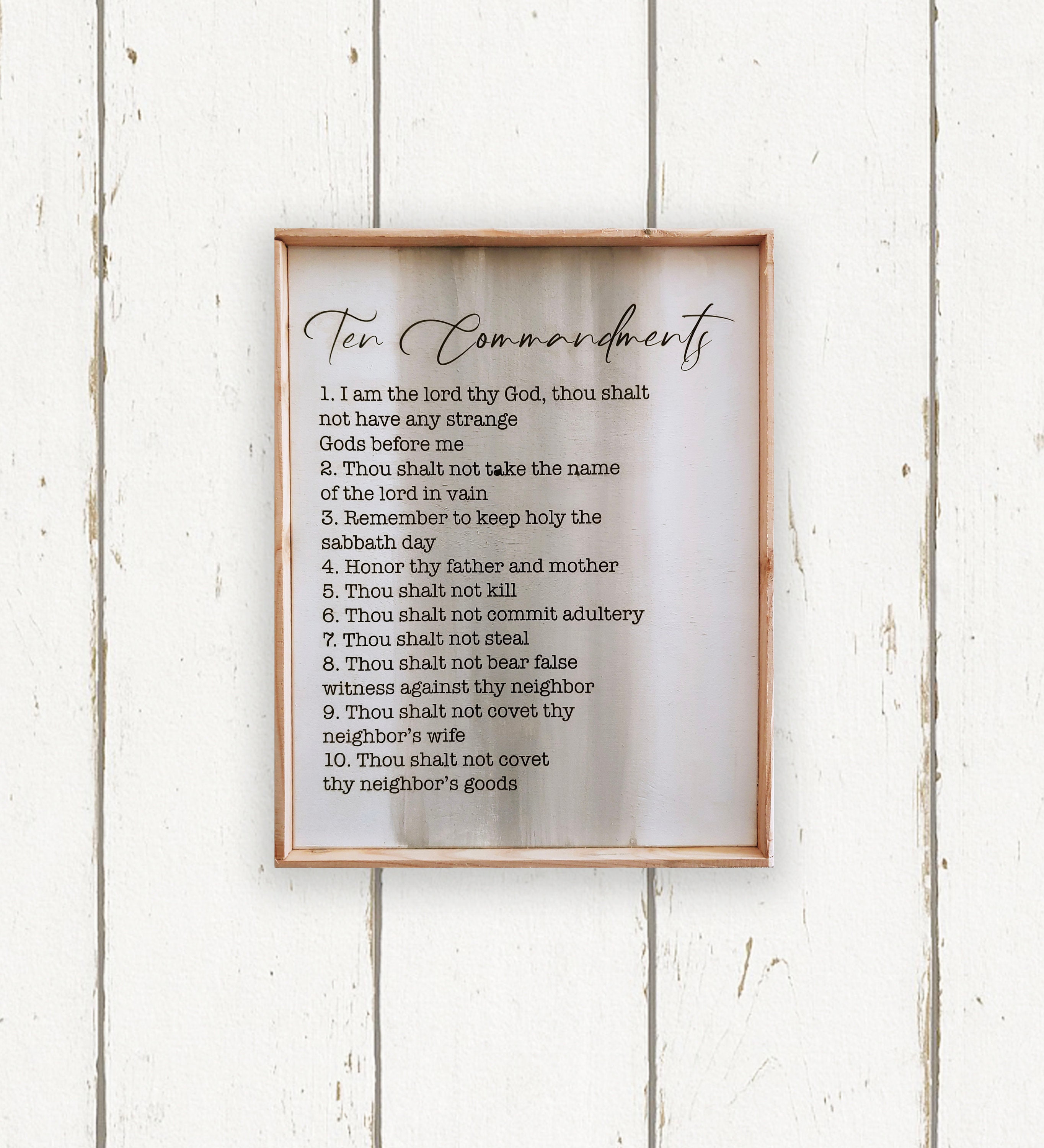 The Ten Commandments Hand Painted Wood Sign Religious Art | Etsy