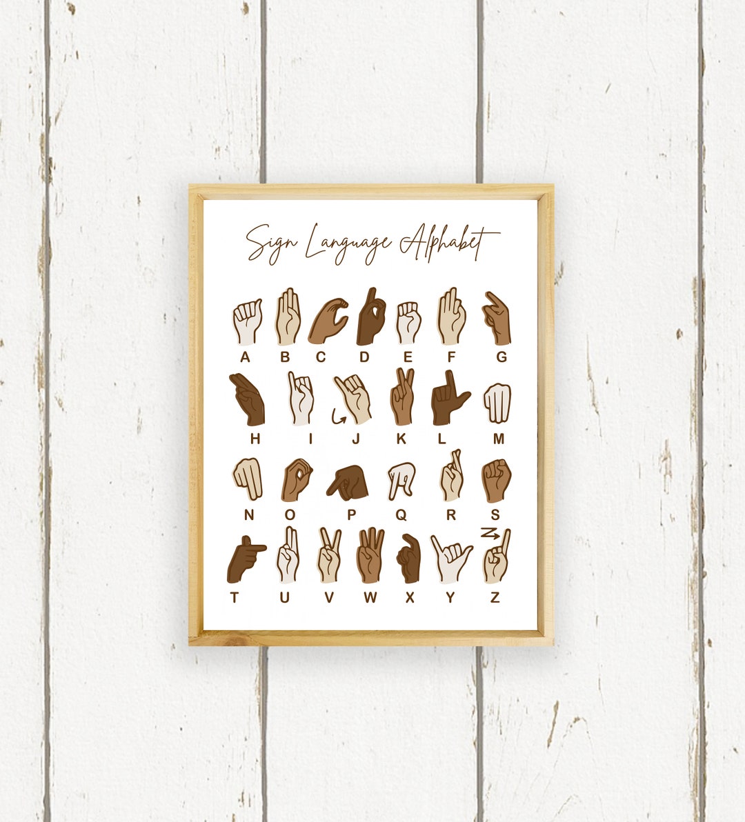 Sign Language Alphabet - Hand Made Wood Sign - Boho Home Decor Wall Art ...