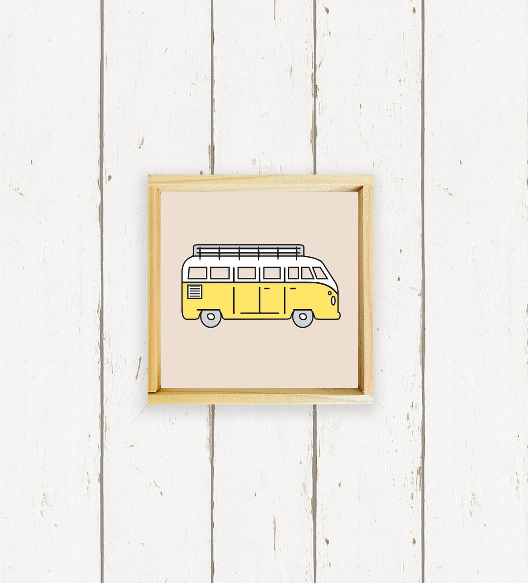 Vintage Hand Painted Retro 70s Bus Wooden Home Decor Sign - Yellow - Etsy