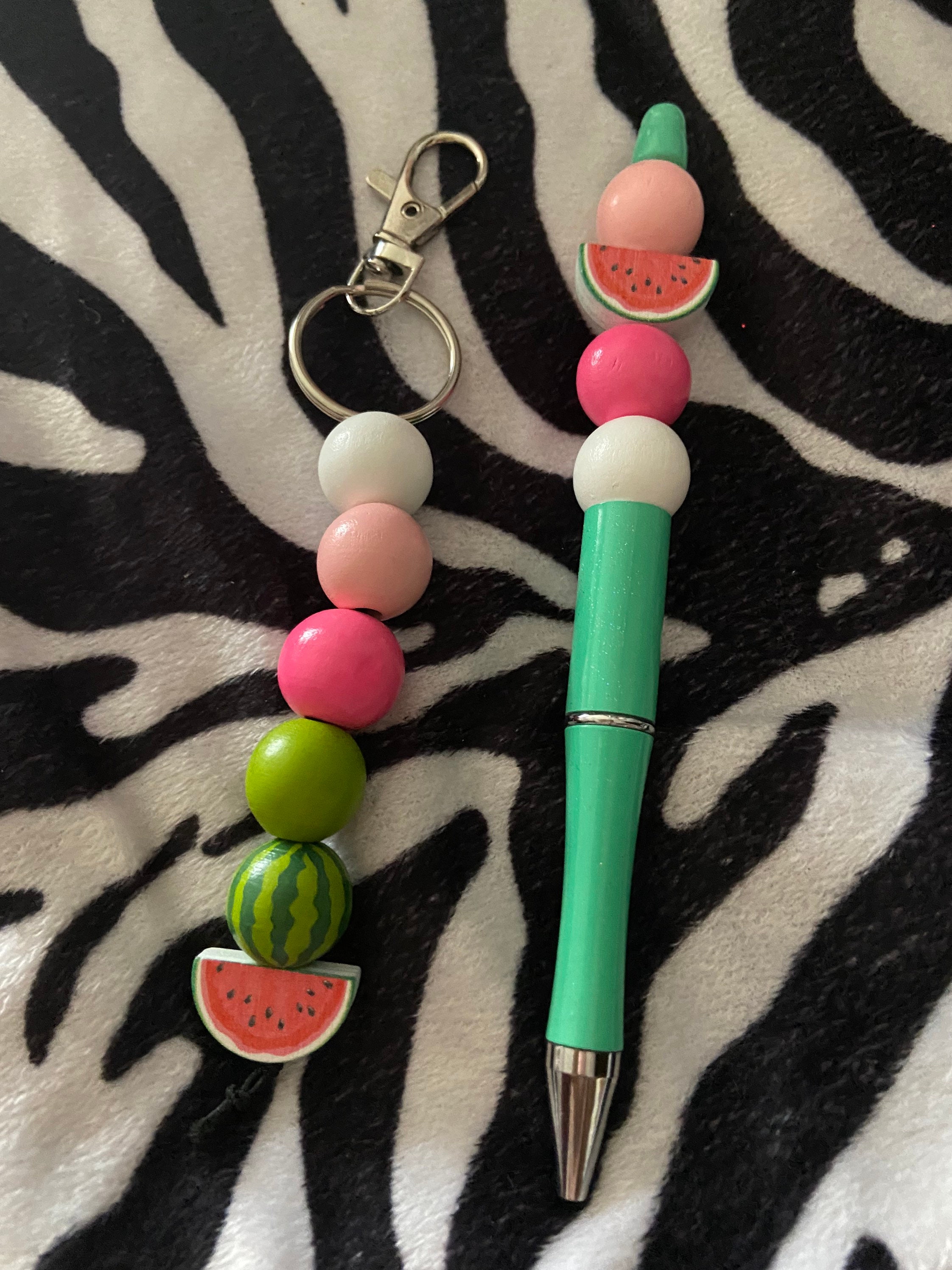 Watermelon Keychain With Matching Pen - Etsy