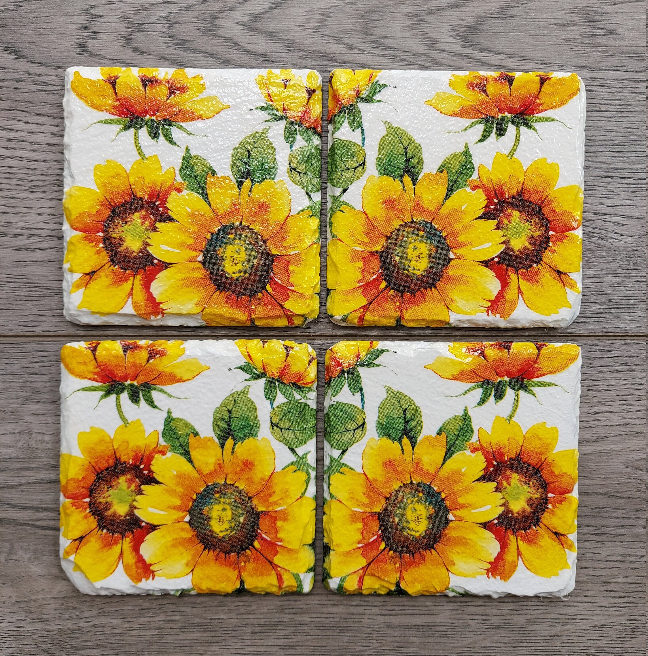 Sunflower Yellow Slate Coasters, With a Gift Box Option, Sunflower ...