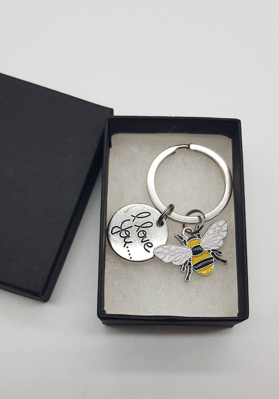 Enamelled Bee Keyring Keychain With Charms and Option of a Gift Box ...