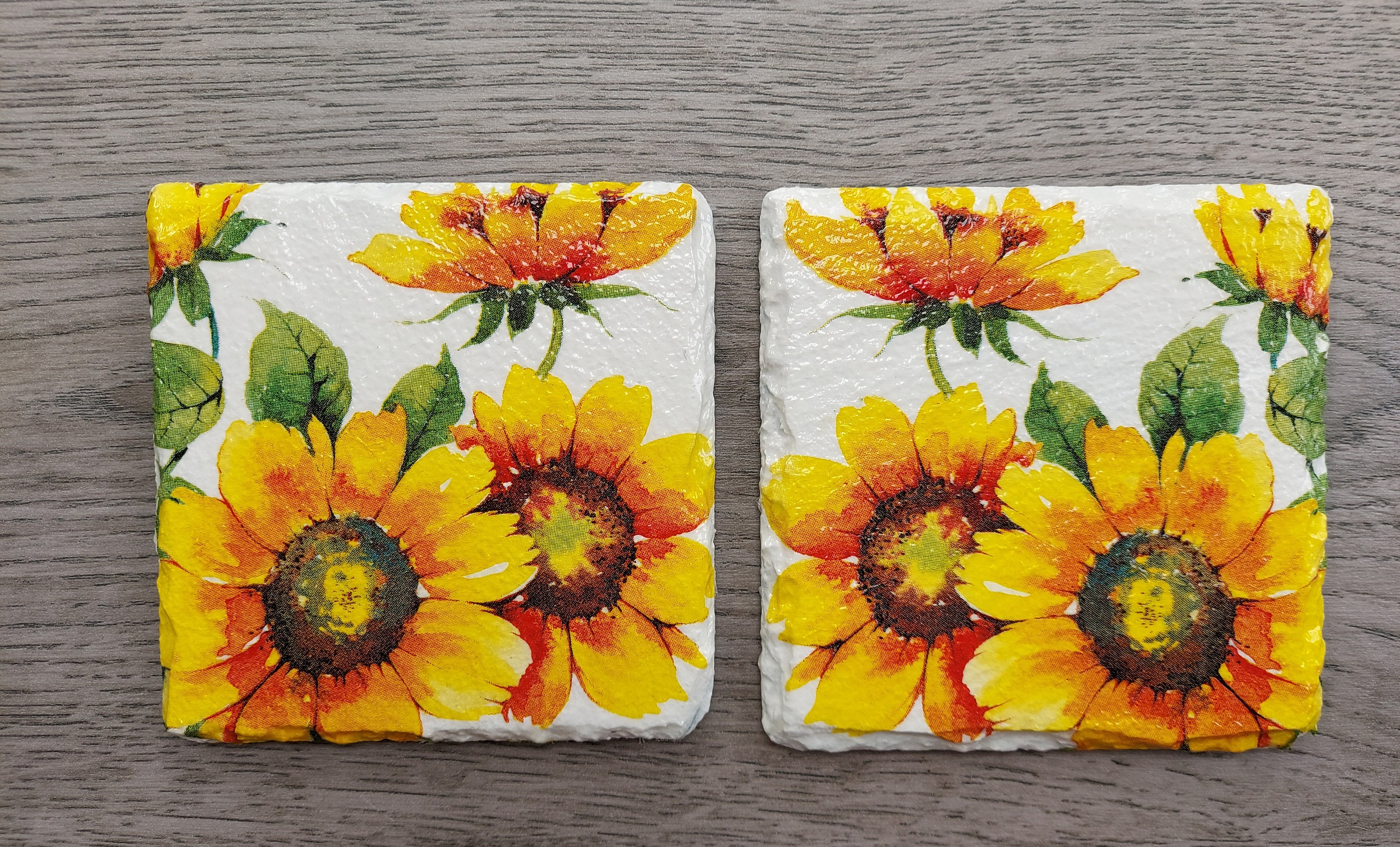 Sunflower Yellow Slate Coasters, With a Gift Box Option, Sunflower ...