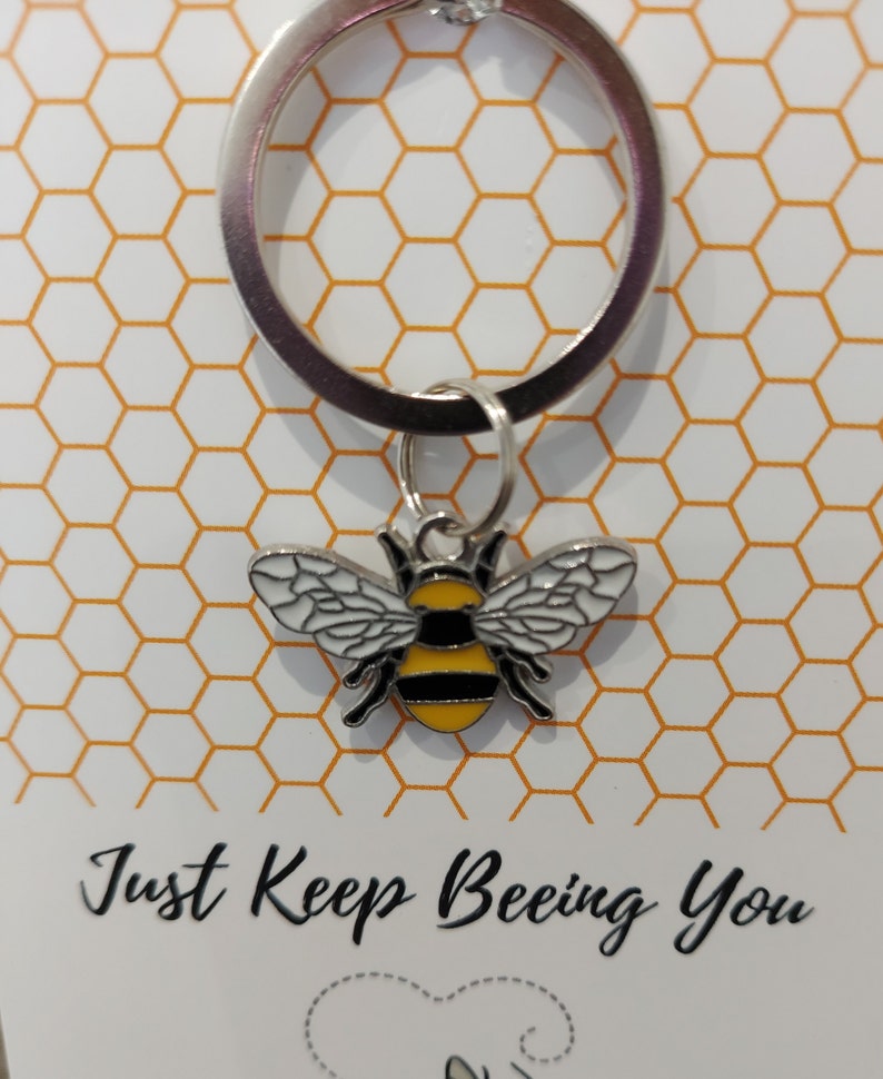 Bee Keyring Keychain Just Keep Beeing You Bee Gifts | Etsy UK