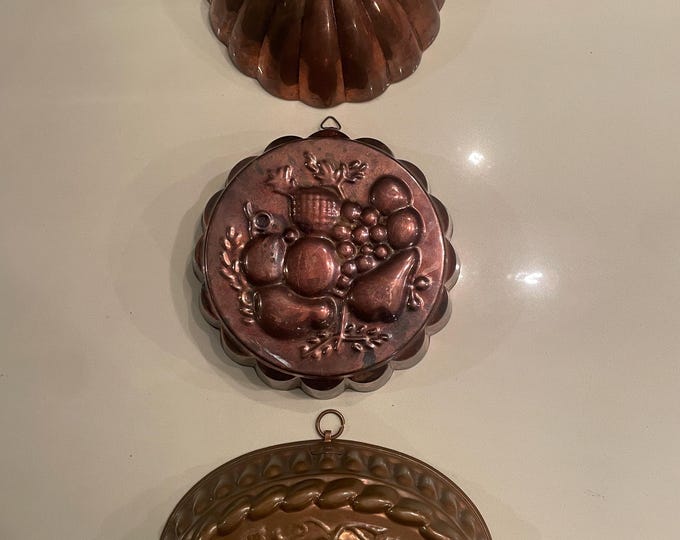 Set of 3 Vintage Copper Molds With Fruit Patterns / French Kitchen ...
