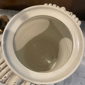 Italian Majolica Glazed Terra Cotta Vase -coiled Handles + Lions Face ...