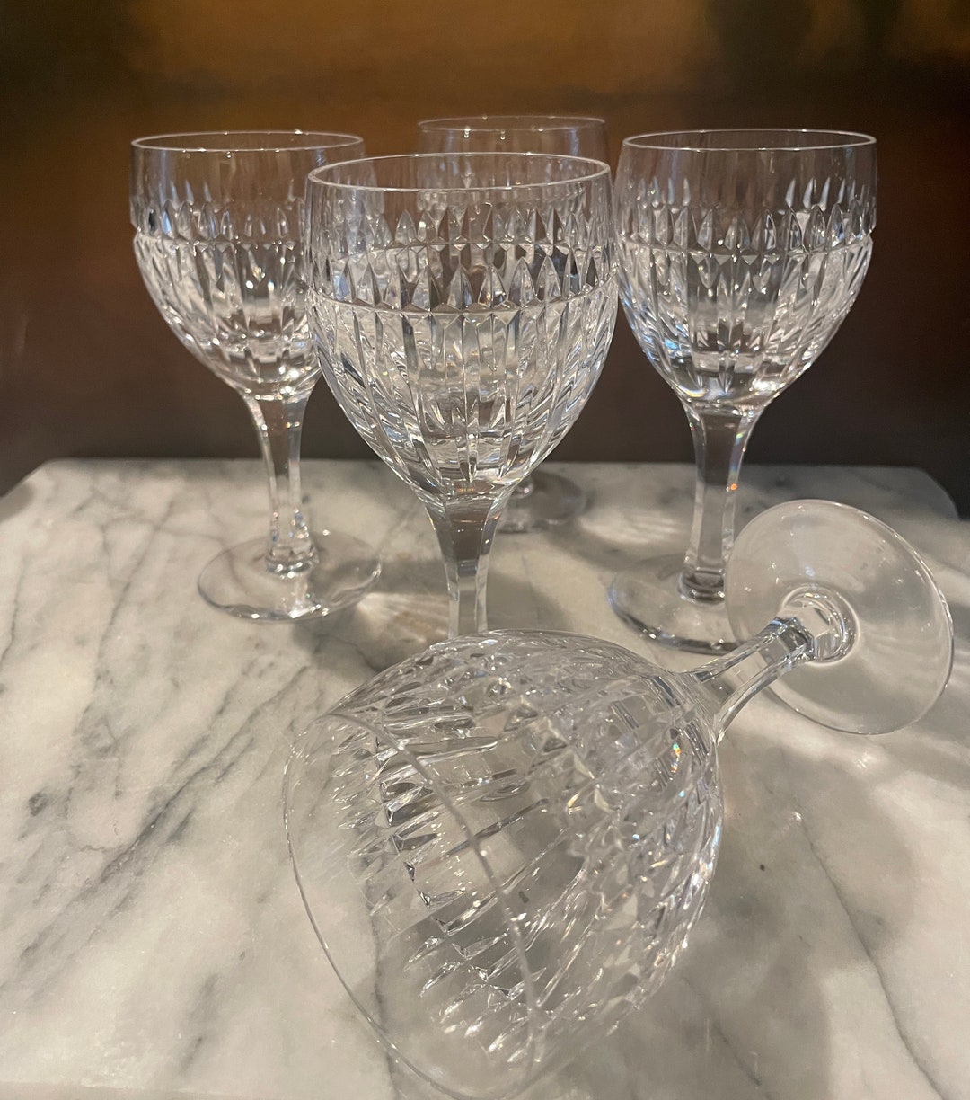 Atlantis Crystal Wine Glasses - 4oz / 1970s "setubal" Pattern / Set - 5 ...