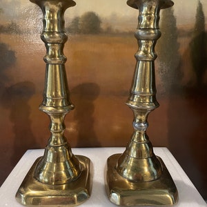Antique Cast Brass Candlesticks / Colonial Decor / 1700's or Older ...