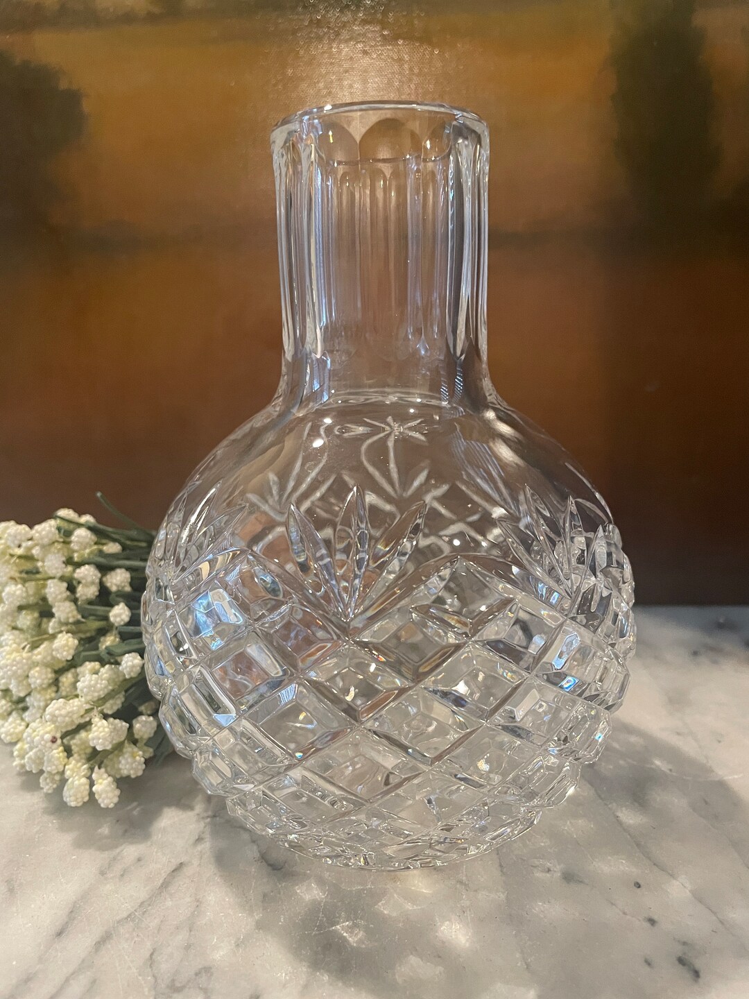 Brilliant and Fancy Cut Lead Crystal Vase or Carafe / Crystal Flower ...