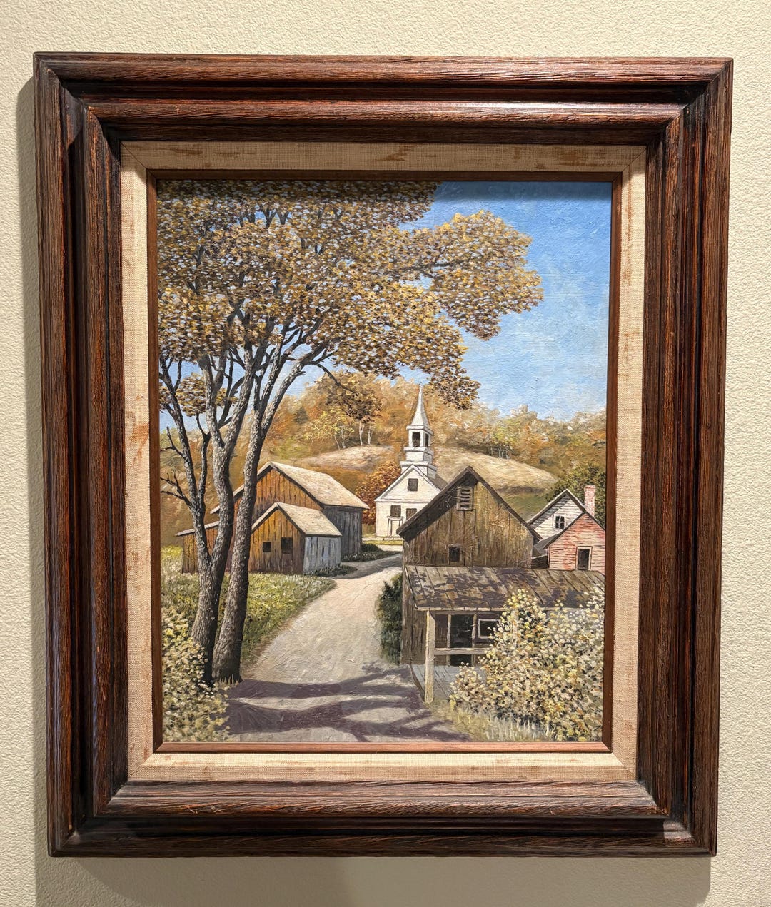 Original Oil Painting on Board - Charming New England Village ...