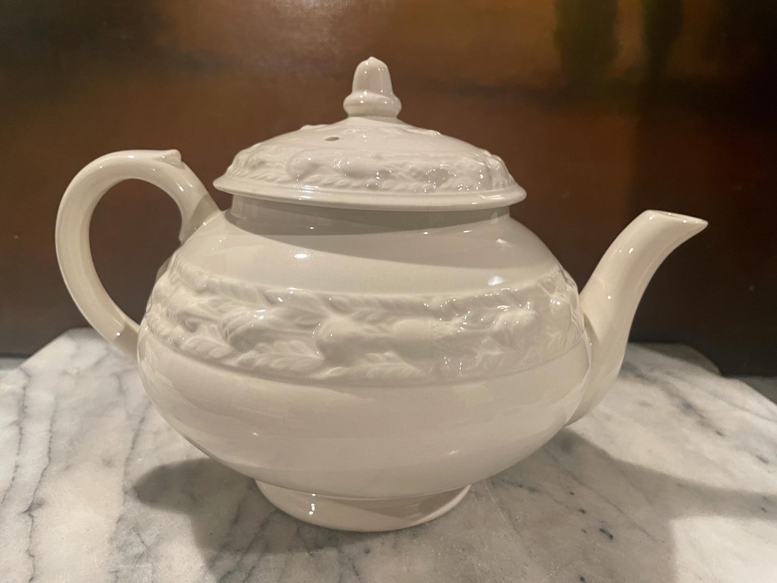 Creamy White Vintage English Ironstone Teapot W/ Raised Design / Made ...
