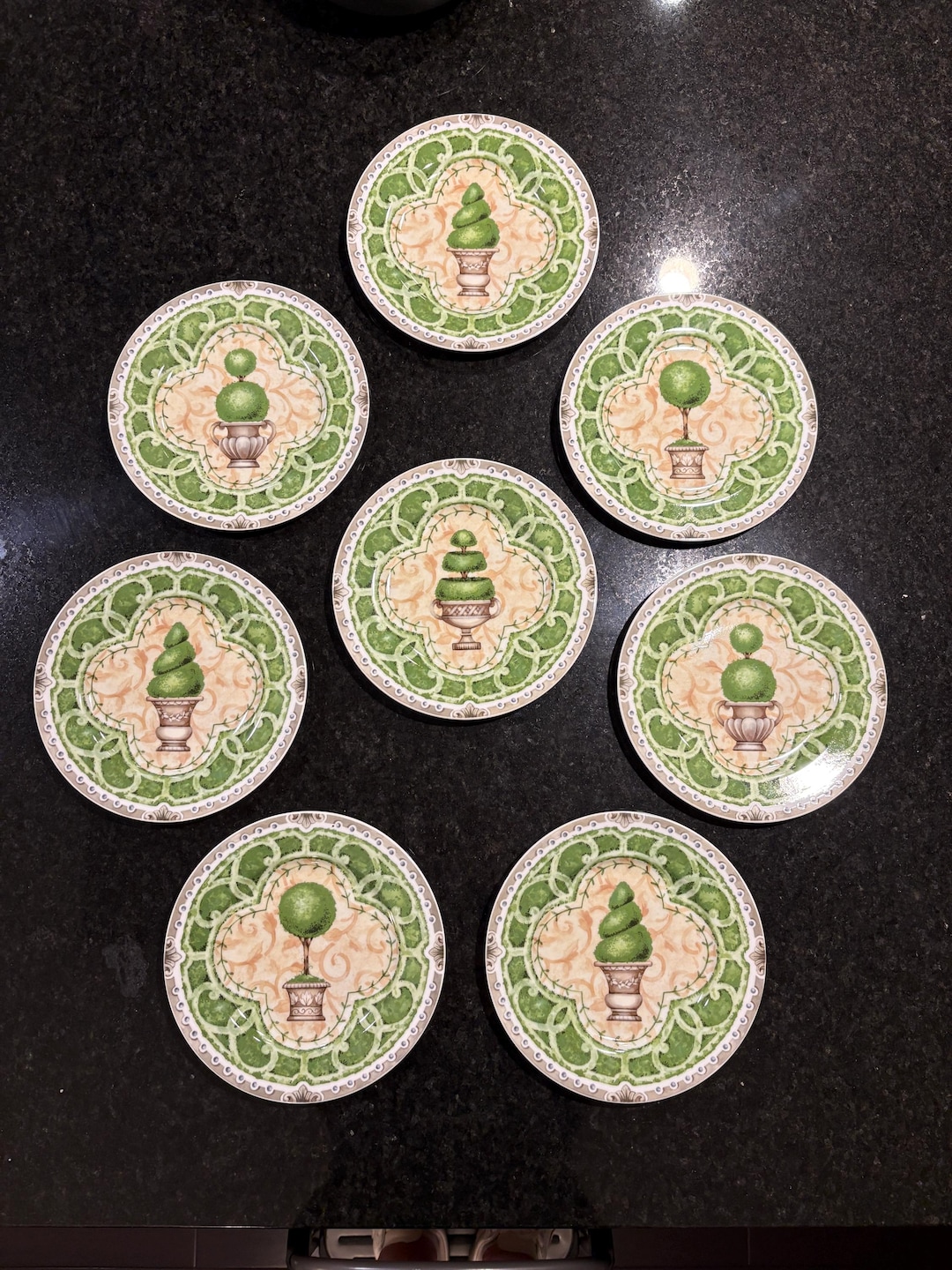 Set of 8 Andrea by Sadek Topiary Plates / Palm Beach Palm Court Style ...