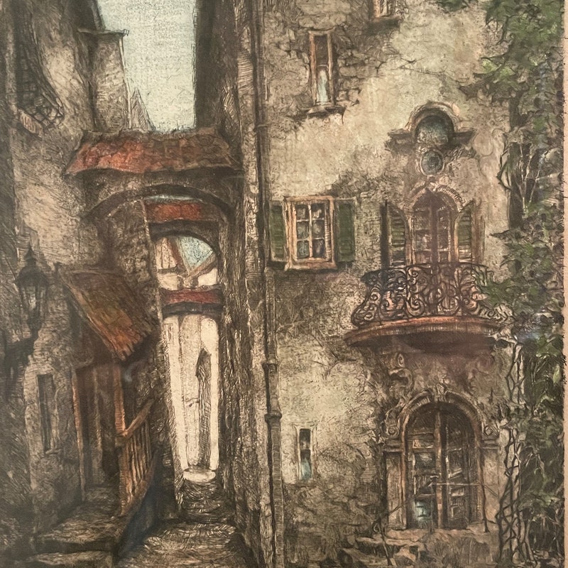 Hand Colored Etching - Etsy