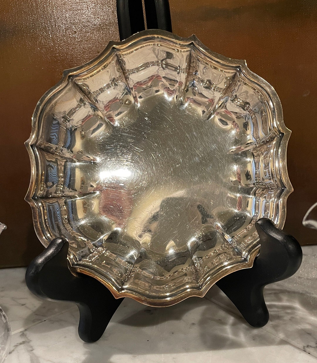 Vintage Round Chippendale Silver Candy Dish / Nut Dish / Soap Dish ...