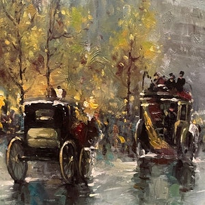 Huge Paris Oil Painting / Post Expressionism / 32 X 29 / Antiqued Gold ...