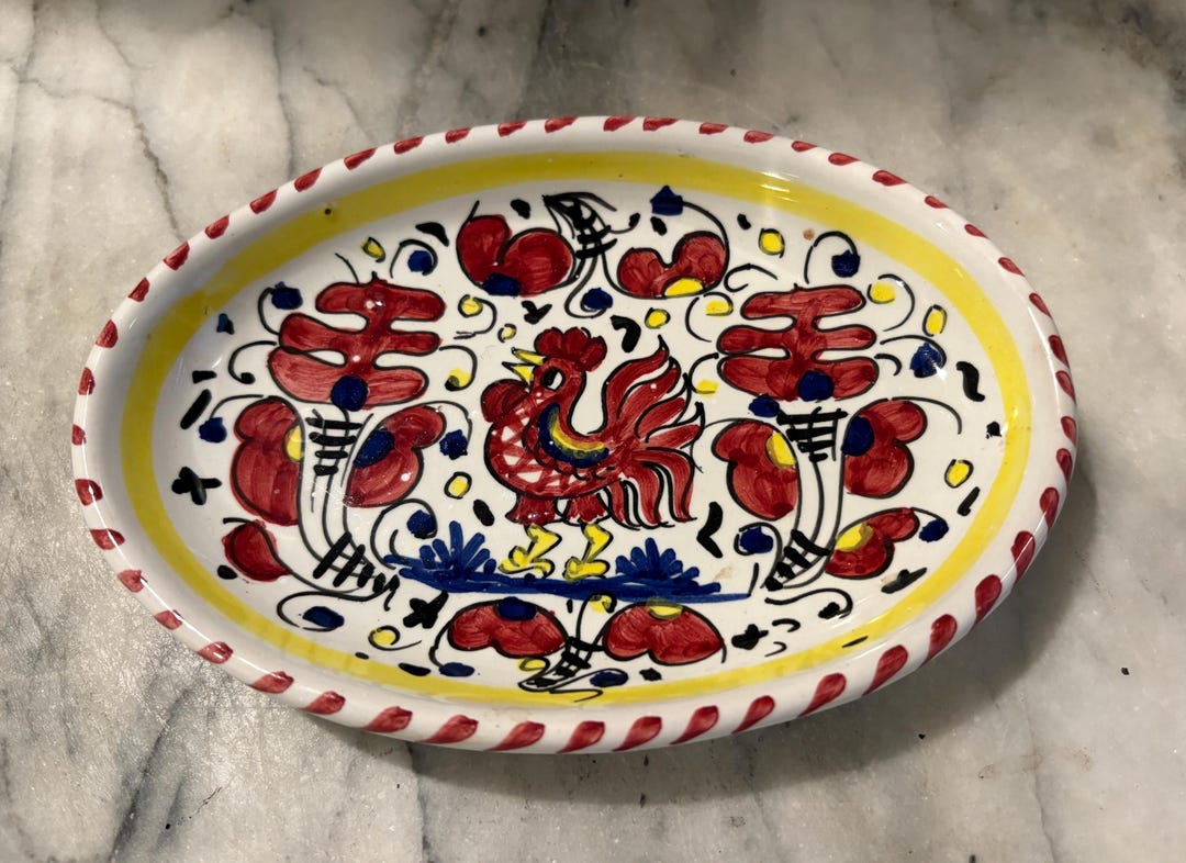 Vintage Italian Deruta Oval Soap Dish for Kitchen / Vintage Hand ...