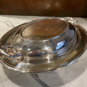Oval Covered Silver Side Dish Server / Silver Serving / Holiday Serving ...