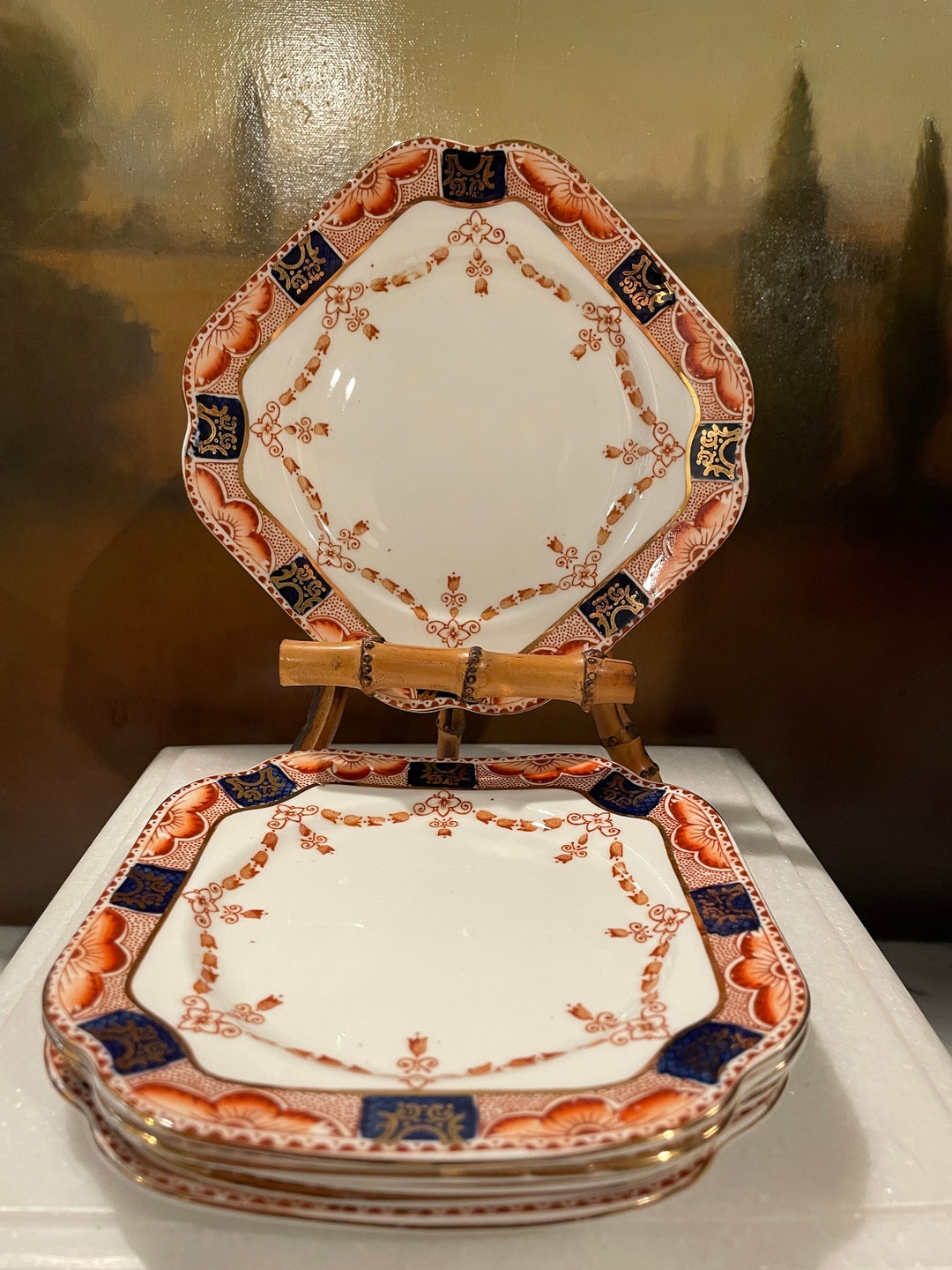 Six Tea Plates 6 X 6 / Gaudy Welsh Pattern / Colclough China / Made in ...