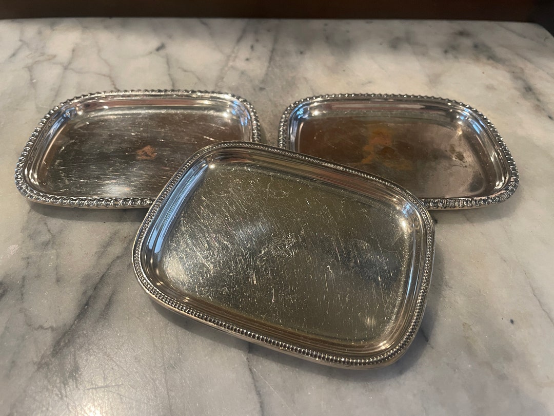 3 English Silver Plate Butter Pats / Regal Engraved Lion + Crown Design ...