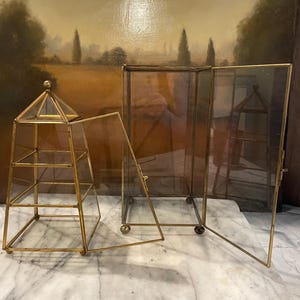 Two Glass and Brass Shadow Boxes Vitrines for Displaying Mementos ...