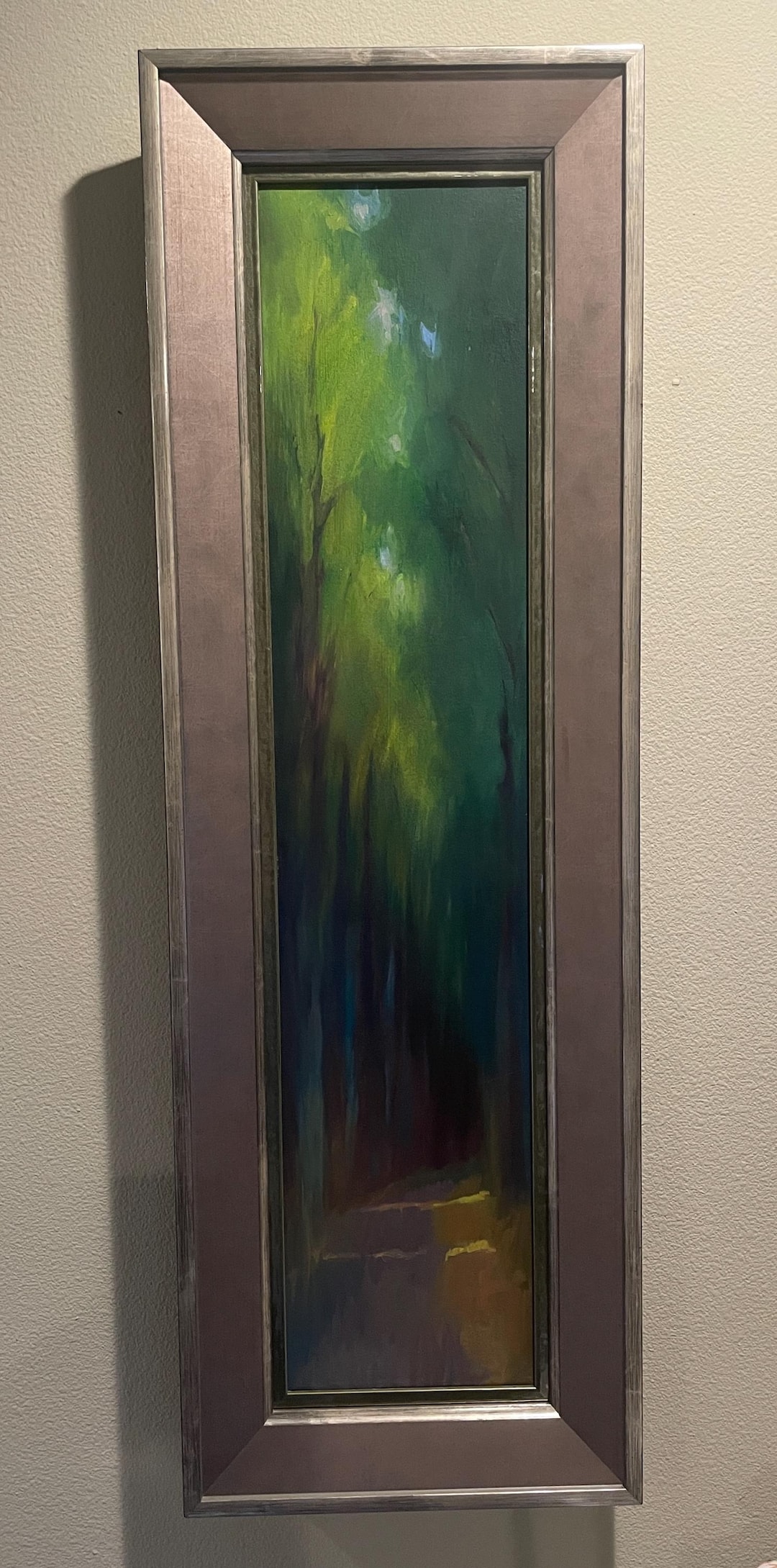 Original Oil Painting - Verdant Forest / Tall + Narrow 42" X 14 ...