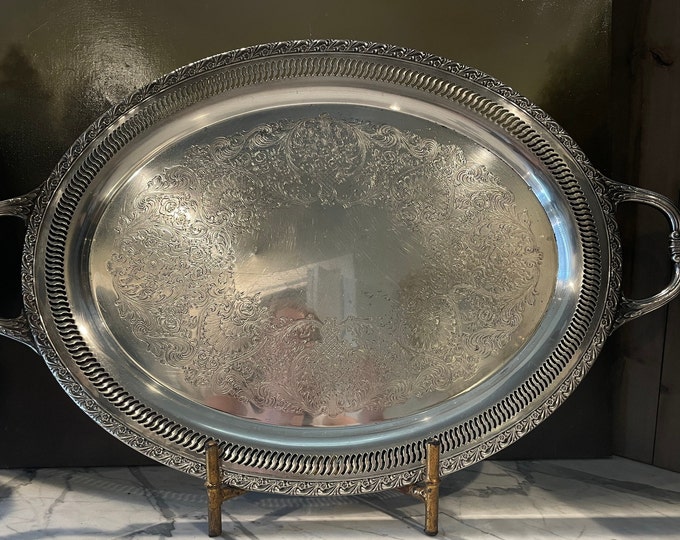 Vintage WM. Rogers Oval Silver Butlers Tray / Fenwick Pattern 781 ...