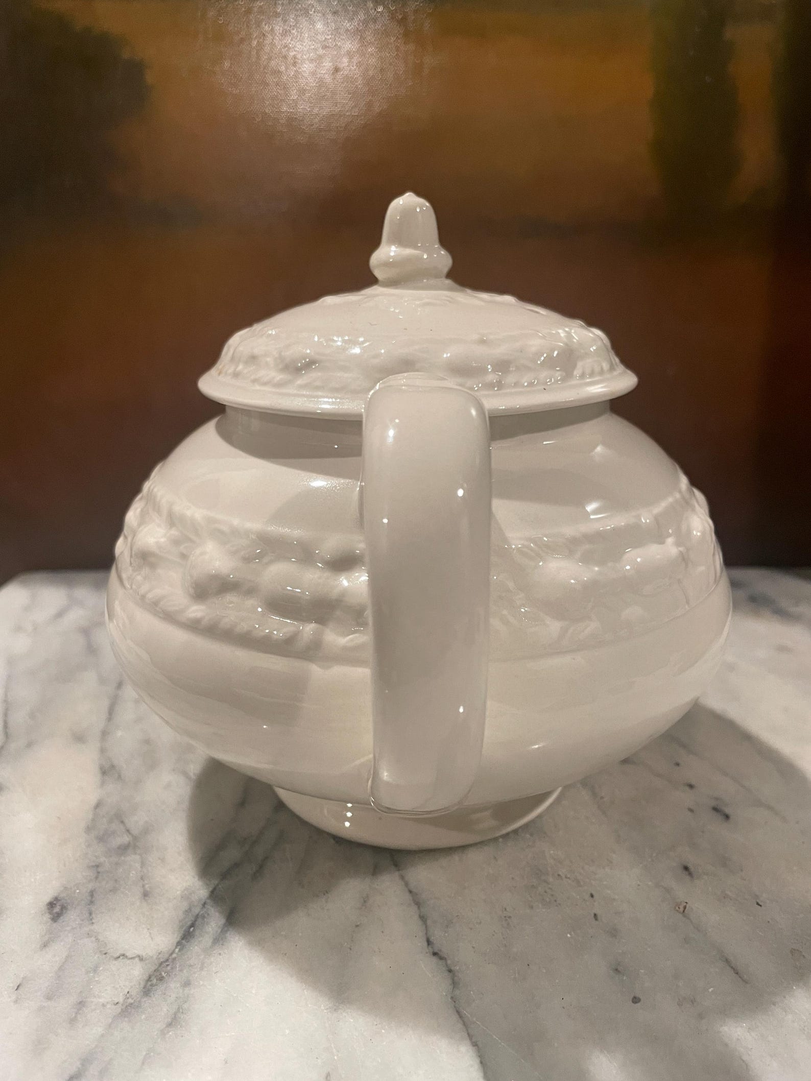 Creamy White Vintage English Ironstone Teapot W/ Raised Design / Made ...