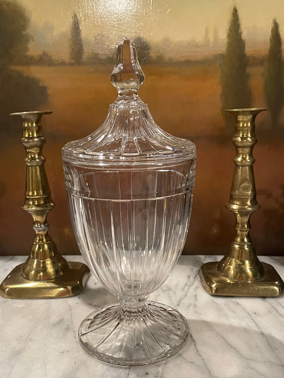 Antique Crystal Heisey Glass Recessed Panel Footed Candy Jar/ 1915-1932 ...