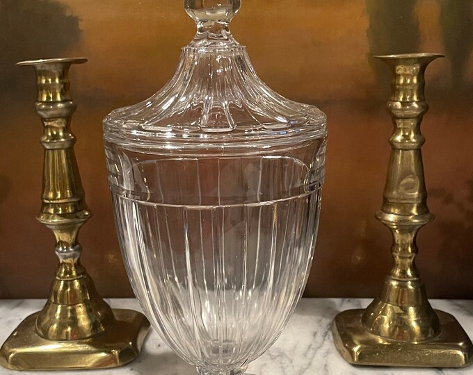 Antique Crystal Heisey Glass Recessed Panel Footed Candy Jar/ 1915-1932 ...