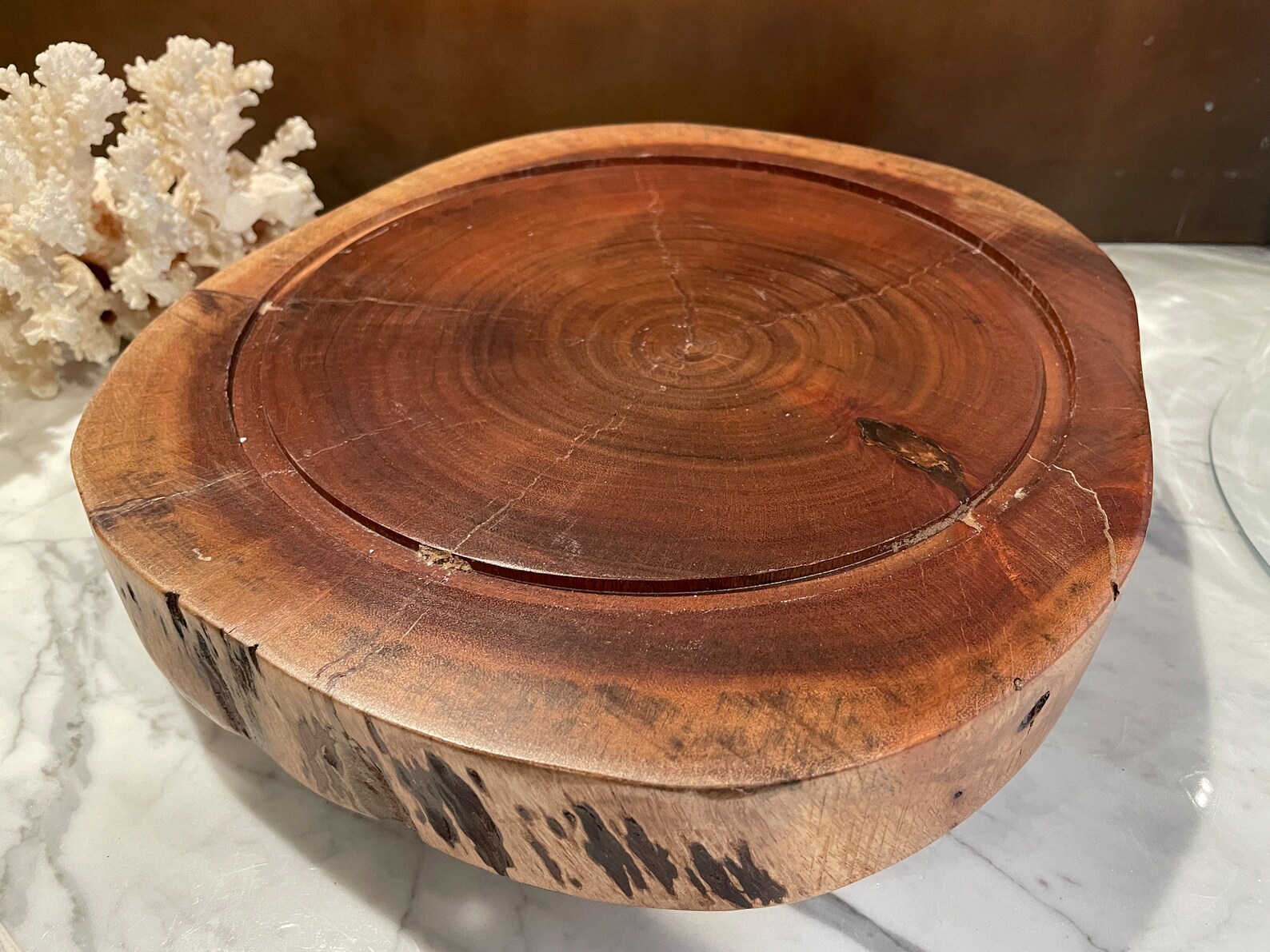 Glass and Slab Wood Cheese Cloche Cover / Al Fresco Dining / - Etsy