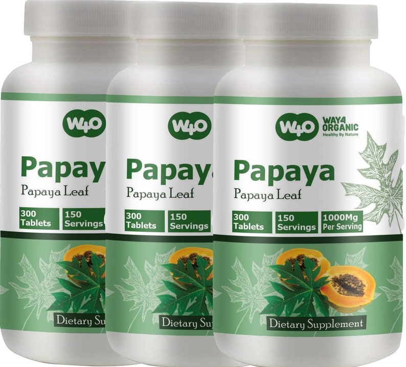Papaya Leaf Extract Capsules (tablets) - 300 Pills, 150 Servings, 1000 ...