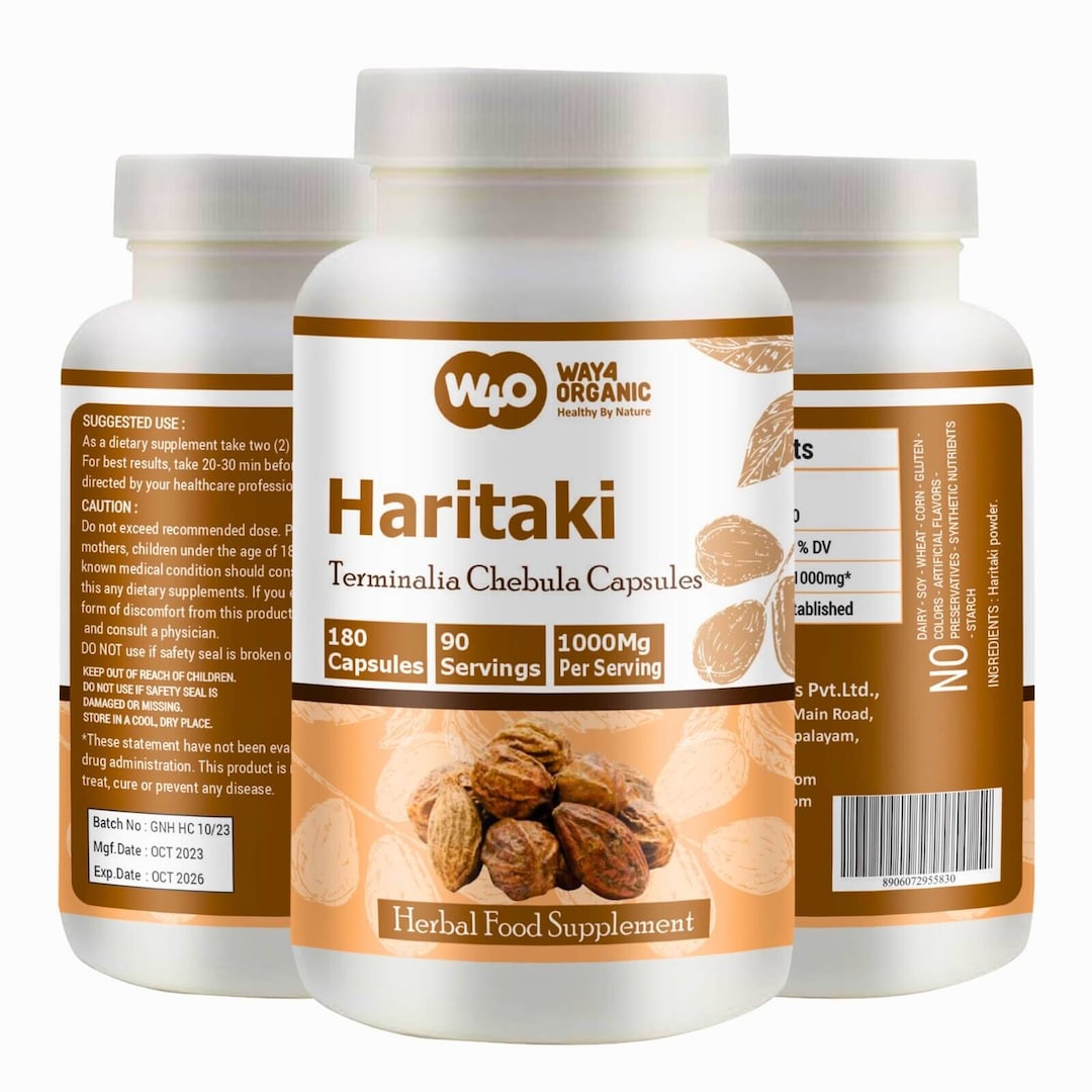 Haritaki Capsules – Terminalia Chebula, 180 Pills, 90 Servings, 1000 Mg ...