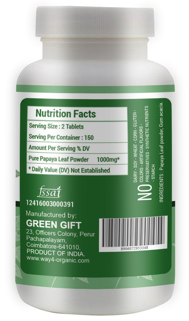 Papaya Leaf Extract Capsules tablets 300 Pills, 150 Servings, 1000 Mg ...